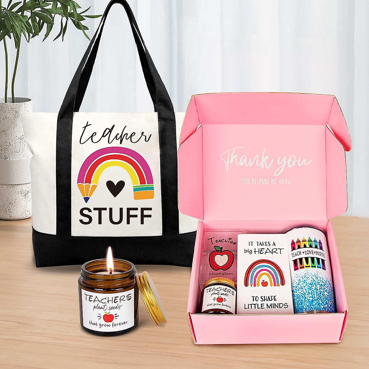 Teacher Appreciation Gifts with 20 OZ Wine Tumbler,Unique Teacher Birthday Gift Set,Thank You Teacher Gifts for Women Men,Christmas Teacher Gifts for Women