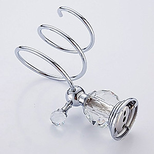 WOLIBEER Crystal Hair Dryer Holder, Chrome Blow Dryer Hanger Rack Spiral Bathroom Accessories Hair Care Tools Organizer Wall Mounted