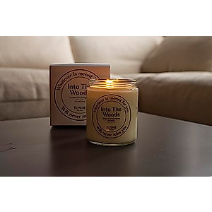Into The Woods | Cedarwood and Lemon Grass Organic Essential Oils, Winter Highly Scented Hand Poured Soy Candles For Home | 8oz Clear Jar, 40 Hour Burn Time, Made in the USA (In to The woods)