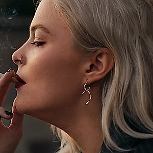 Earrings for Women Spiral threader earrings 925 sterling silver earrings hand bent dangle earrings for women，suitable for gift giving, perfect for your birthday party, Christmas, gift giving.