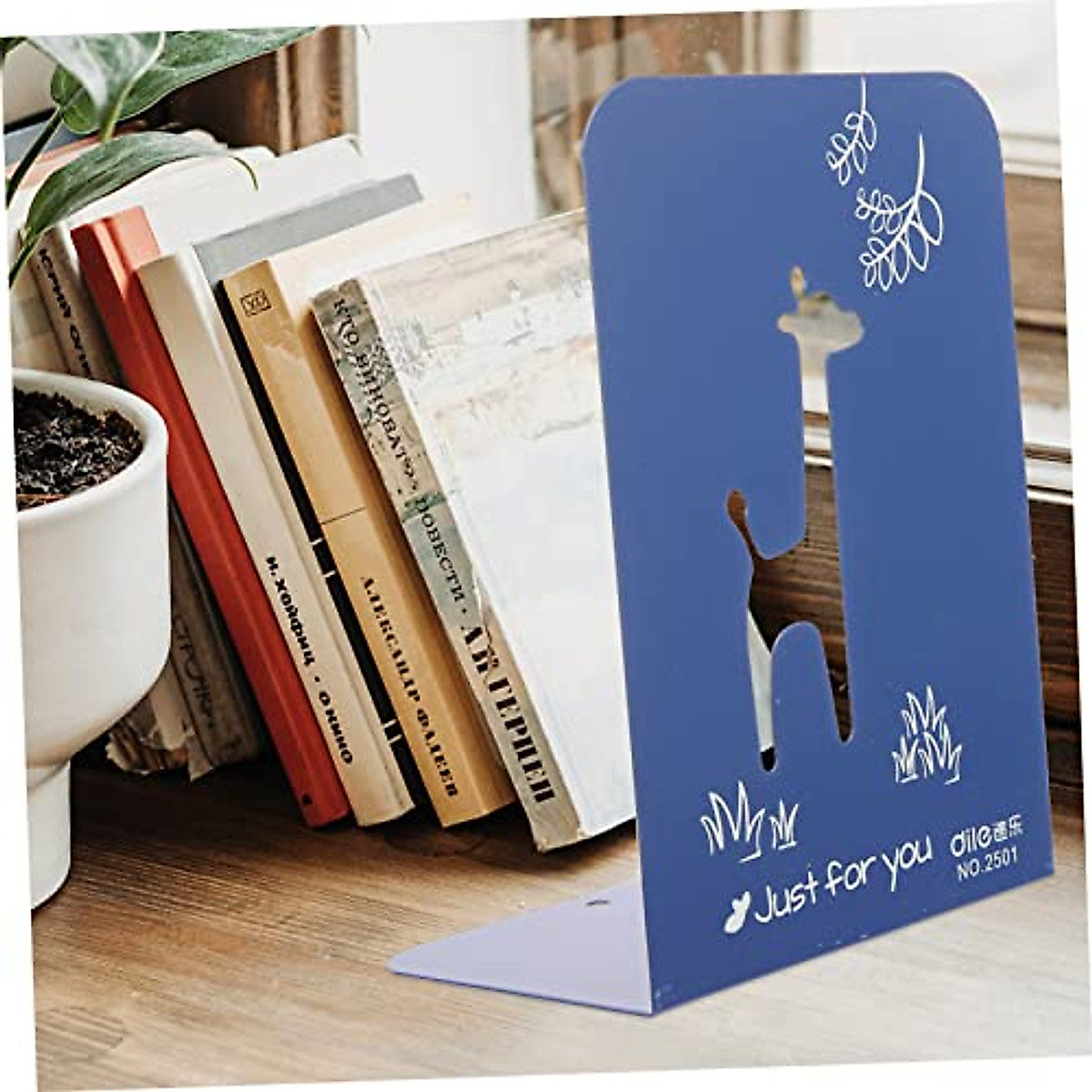 Operitacx 8 Pcs Book Stand Office Decor Office Bookshelf Desktop Decor Metal Bookstand Books Support Convenient Book Ends File Book Stands Study Book Organizer Crafted Book Stands Iron Blue