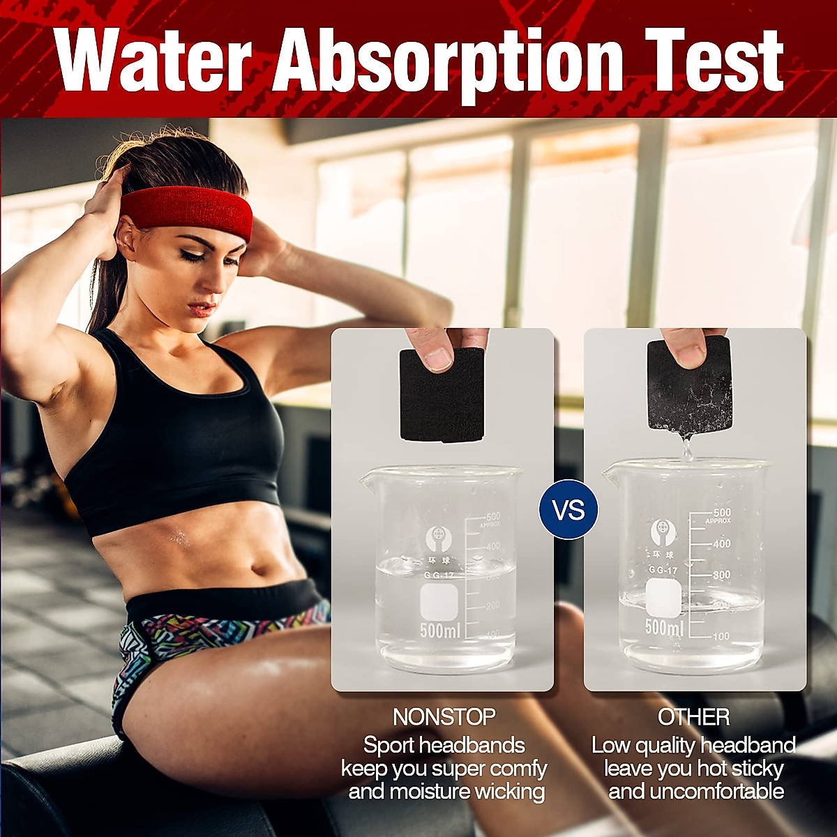 Sweatbands Sports Headband for Men & Women, Moisture Wicking Hairband Athletic Towel Headbands Cotton Head Sweat Bands for Running, Cycling, Yoga, Spa