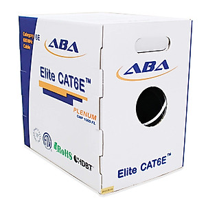 Elite Cat6e Plenum Cable 600MHz, 1000ft, 23AWG, UTP, Solid Pure Copper, UL Listed, UL-LP Certification, High Performance PoE, w/Spline-Noise Reducing, Easy Pull - Reelex II Box, Bulk Ethernet, White