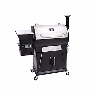 Z GRILLS ZPG-700D3 8 N 1 Wood Pellet Portable Stainless Steel Grill Smoker for Outdoor BBQ Cooking with Digital Temperature Control and Grill Cover, Silver