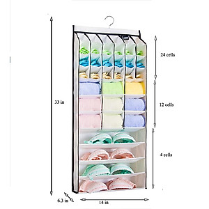 HomeGift 42 Cells Hanging Closet Organizer/Underwear Organizer/Bra Organizer/Socks Organizer (Pink)