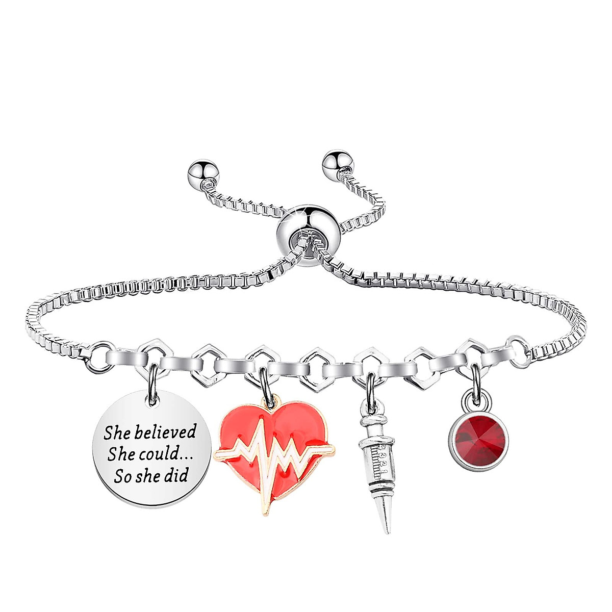 PLITI Phlebotomist Gift Phlebotomy Technician Gift Phlebotomy Graduation Gift She Believed She Could So She Did Bracelet (she believed Phlebotomy bg)