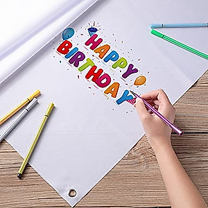 4 Pieces Large Blank Banner White Wall Banner Polyester Oxford Cloth Banner Outdoor Hanging Banner DIY Banner Signs with Hanging Rope for Indoor Outdoor Decor (2 x 4 Feet) (2 x 4 Feet, 2 x 6 Feet)