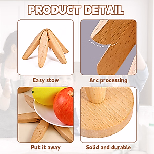 Wooden Trivets for Hot Dishes,Tree Shape Trivet Set,4 Wooden Trivets+1 Stand,Trivets for Hot Dishes,Natural Foldable Kitchen Wooden Trivet,for Hot Dishes、Pot、Bowl、Teapot、Hot Pot Holders(Black Walnut)