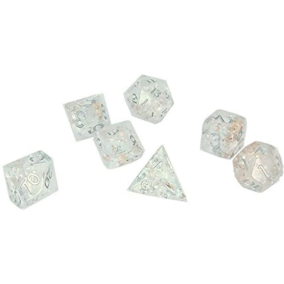 TRHOH RPG and D&D Resin Dice Set for Sparkle Lovers - Made from The Bones of Crystalline Giants