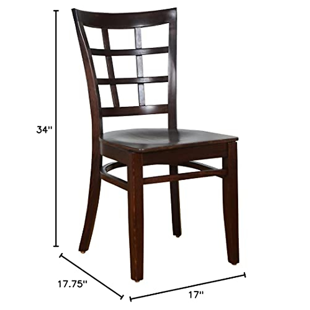 Beechwood Mountain BSD-17SW-W Solid Beech Wood Side Chairs in Walnut with Wood Seat for Kitchen & Dining, Set of 2, NA