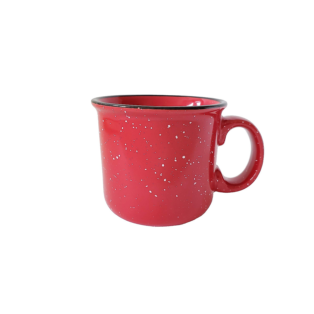 Essential Drinkware 14oz Ceramic Campfire Coffee Mug (Set of 4), Red with Speckled Finish - Durable Thick Walled Camping Style Cup for Outdoors or Home