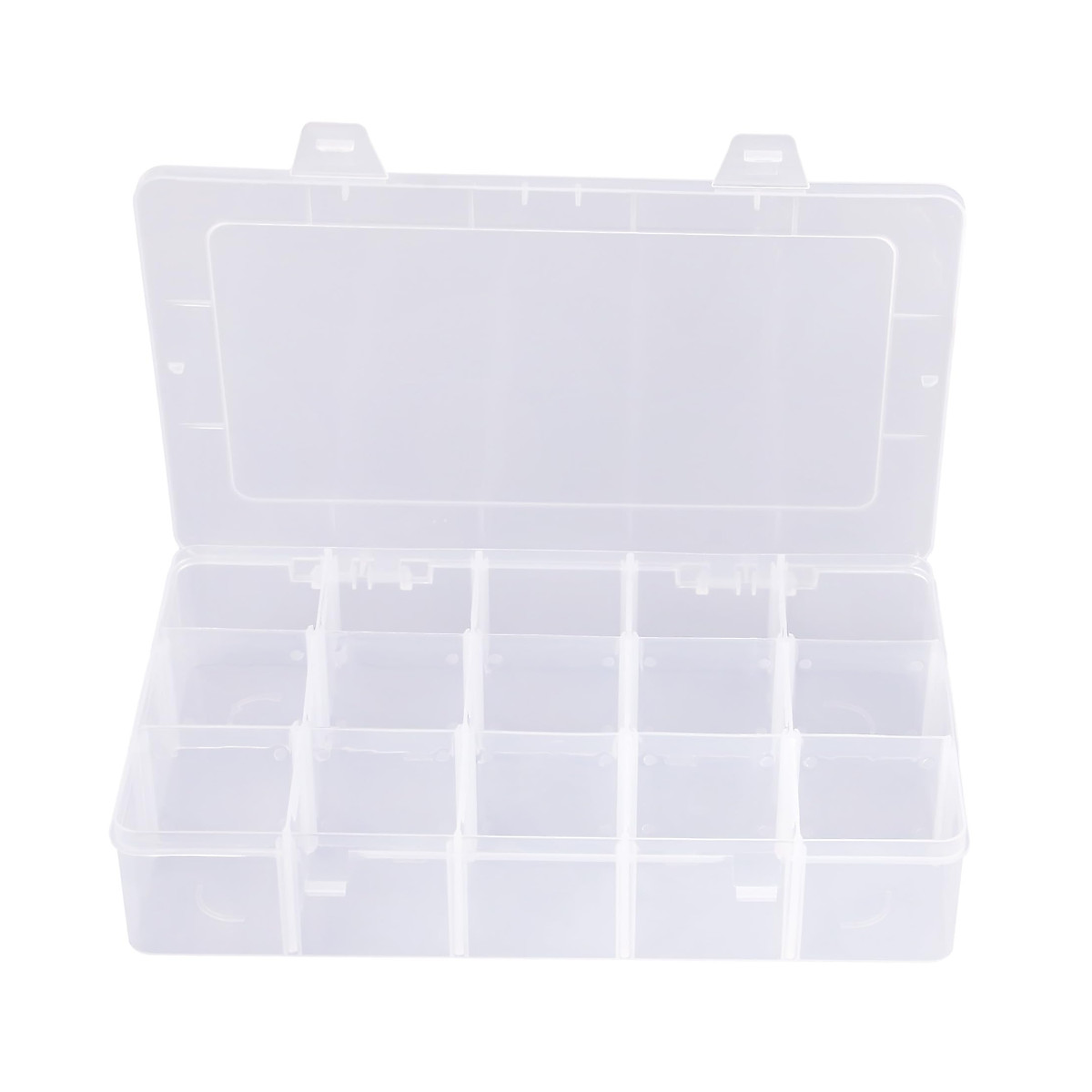 Qudqju Tackle Box Organizer Plastic Organizer Box with Dividers Bead Organizer Box Container Clear Snackle Box Container Large 15 Grid Box Organizer