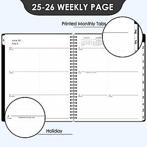 Planner 2023-2024 - Weekly and Monthly Planner, July 2023 - June 2024, 8'' x 10'', 2023-2024 Academic Planner with Monthly Tabs, Twin-Wire Binding, Thick Paper, Flexible Cover - Classic Black