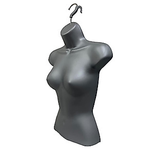 DisplayTown Gray Male + Gray Female Mannequin Injection Forms Half Rounded Waist Body Torso Dress Form with Only Hanging Hook, S-M Sizes