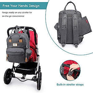 RUVALINO Diaper Bag Backpack Set, Unisex All-in-One Baby Bags for Boy Girl, Multifunction Large Travel Backpack with Portable Changing Pad, Stroller Straps, Pacifier Case and Insulated Pockets