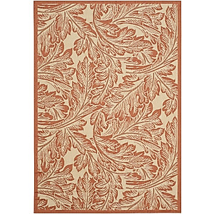 SAFAVIEH Courtyard Collection Accent Rug - 4' x 5'7", Natural & Terra, Non-Shedding & Easy Care, Indoor/Outdoor & Washable-Ideal for Patio, Backyard, Mudroom (CY2996-3201)