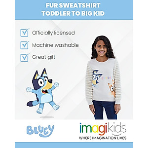 Bluey Bingo Toddler Girls Fleece Fur Sweatshirt White 2T