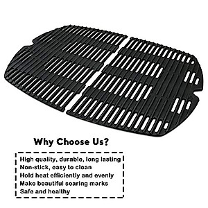 Uniflasy 7646 Cooking Grates for Weber Q300 Q320 Q3000 Q3200 Series Gas Grills Grill Parts Cast Iron Grill Grates Replacement for Weber Q300 2 Pack