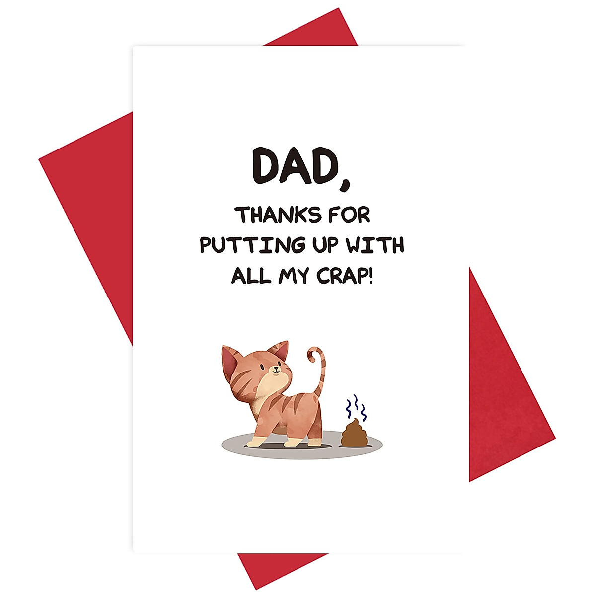Alzombi Funny Cat Father's Day Card from Daughter Son, Cute Cat Birthday Card for Dad, Thank You Card for Daddy