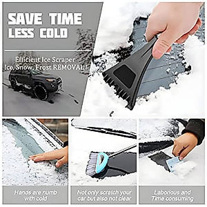 2 PCS Car Snow Shovel Scraper, Ice Frost Cleaning Tools, Auto Snow Removal with Foam Handle, Universal for Car Truck SUV Windshield and Window, Mirrors, Scratch-Free Car Winter Accessories (Black)
