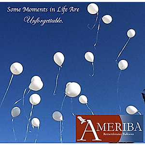 30PC Biodegradable Remembrance Balloons: White & Silver Personalizable Funeral Balloons for Balloon Releases & Sympathy Gifts | Created/Sold by AMERIBA, a USA company (Variety Pk White, Black Writing)