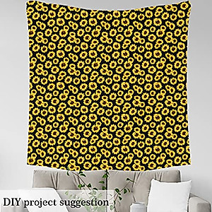 Sunflower Fabric by The Yard 3D Floral Upholstery Fabric Yellow Flowers Indoor Outdoor Fabric Botanical Floral Print Girly Romantic Decorative Fabric for Kids Girls Women DIY Sewing 1 Yard