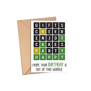 Wordle Birthday Card - I Hope Your Birthday Is Out Of This Wordle Card - Birthday Card Gift For Friends- Coworker- Boss- Family Members - Wordle Lover Card - Happy Birthday Idea Gift - Wordle Card