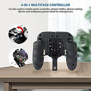Six-finger Gaming Controller PUBG Mobile Phone Controller Joystick Gamepad with Cooling Fan/Phone Holder, Phone Gamepad For Tomoda L1R1 Mobile Triggers For 4.7”-6.5” iOS Android Phones