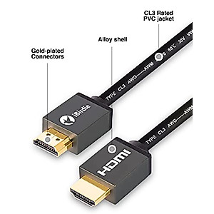 iBirdie 4K HDR HDMI Cable 50 Feet in-Wall CL3 Rated 4K60Hz (HDR10 8/10bit 18Gbps HDCP2.2 ARC) High Speed Ultra HD Shielded Cord Compatible with Apple-TV PS4 Xbox PC