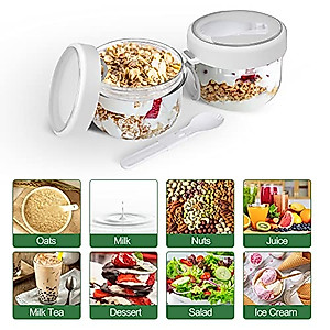 20oz Overnight Oats Containers with Lids,Oatmeal Container To Go with Lids and Spoon Leak-proof Overnight Oats Jars for Breakfast On The Go Cups (White)