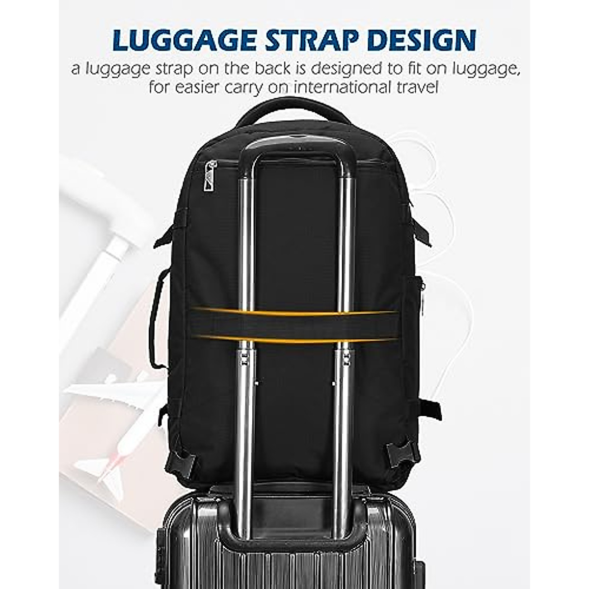 Hynes Eagle Travel Backpack 40L Flight Approved Carry on Backpack Men Large Cabin Weekender Laptop Backpack Women 15.6 inches Black with 3PCS Packing Cubes Set Black
