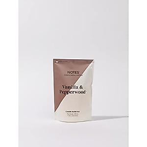 NOTES Sustainable Candle Refill | Non-Toxic Fragrance, Natural Wax Beads (Beeswax, Rice bran and Soy), Cotton Wick and Sustainer - (1) Vanilla & Pepperwood