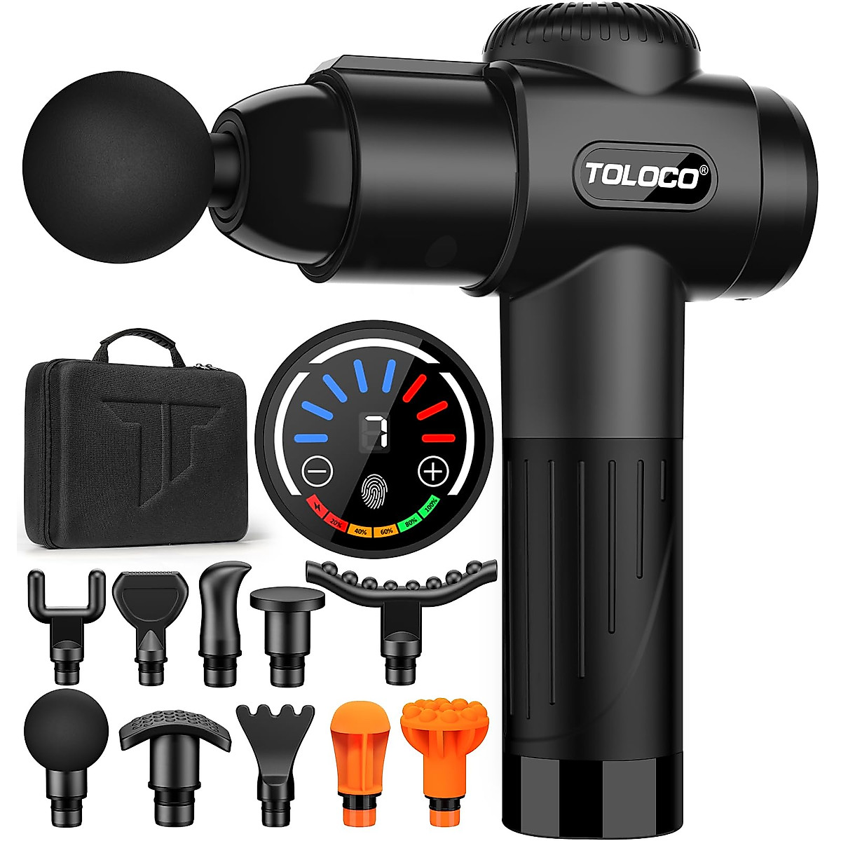 TOLOCO Massage Gun, Father Day Gifts, Deep Tissue Back Massage for Athletes for Pain Relief, Percussion Massager with 10 Massages Heads & Silent Brushless Motor, Relax Gifts for Dad/Mom, Black