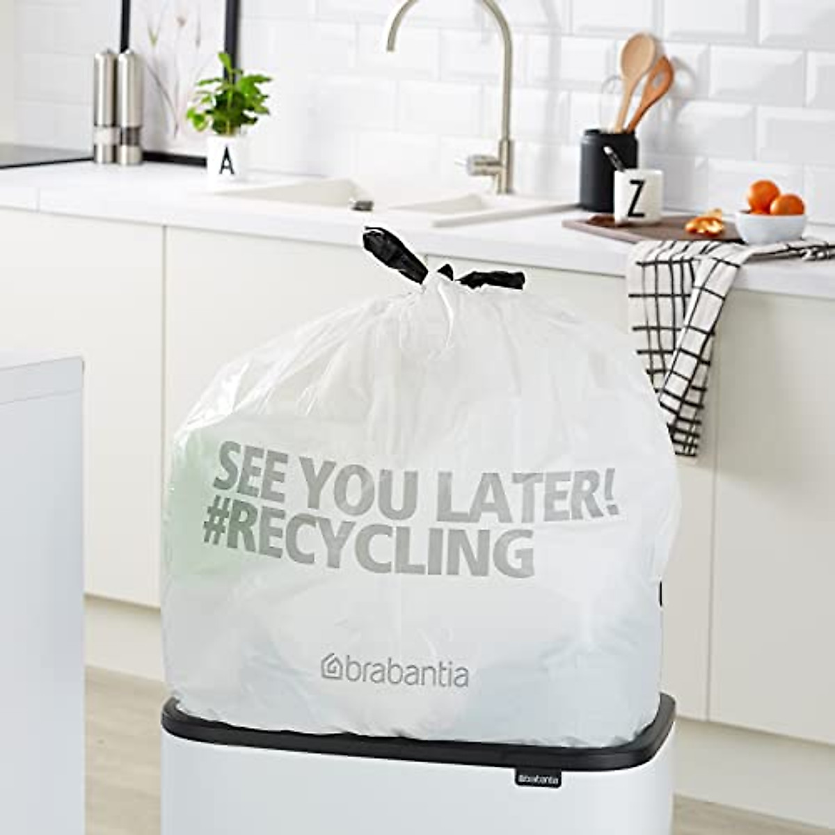 Brabantia PerfectFit Bin Liners, 60 Litre/Size M, White