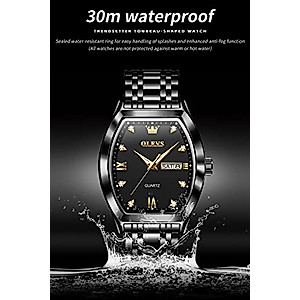 OLEVS Watch for Men Business Dress Diamond Analog Quartz Date Luxury Men Watches Black Casual Stainless Steel Waterproof Luminous Two Tone Man Wrist Watch Square