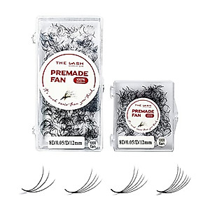 THE LASH SUPPLY 1000fans 3D 4D 5D 6D 7D 8D 10D 12D 14D Wispy Premade Fan Eyelashes, C/CC/D Curl, 8-20mm Length, 0.03/0.05/0.07 Thickness, Promade Loose Eyelash Extension Fans, Mixed Length Pack