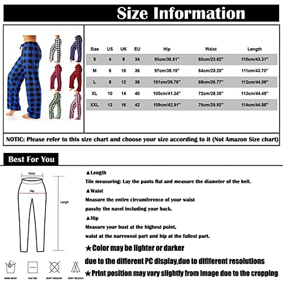 FOVIGUO Black of Friday Cyber of Monday, Womens Casual Pants Vintage Plaid Printed Straight Leg Drawstring Trousers Elastic High Waist Loose Comfy Slacks