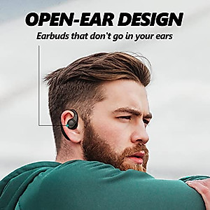 Open Ear Headphones, Bluetooth 5.3 Earbuds with 60H Playtime IPX7 Waterproof Wireless Earbuds Immersive Premium Sound True Wireless Open Ear Earbuds with Earhooks for Running, Walking and Workouts