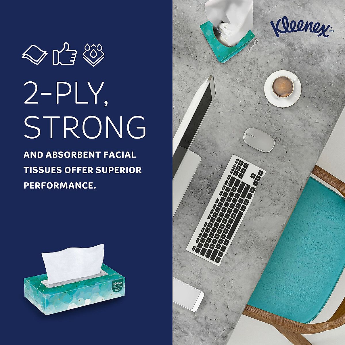 Kleenex Professional Facial Tissue for Business (21400), Flat Tissue Boxes, 36 Boxes / Case, 100 Tissues / Box, 3,600 Tissues / Case