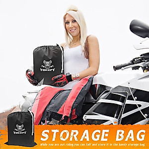 Tokept Black Motorcycle Cover, 210D Oxford Fabric All Weather Water Sun Protection, 96 inch Vehicle Cover for Harley Davidson Honda Suzuki Kawasaki Yamaha (XL)