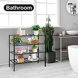 Allinside Bamboo Shoe Rack, Splitable & Stackable, Wooden Shoe Storage Organizer, Hypoallergenic Bamboo Material, Sturdy Shoe Shelf for Entryway, Closet (4-Tier)