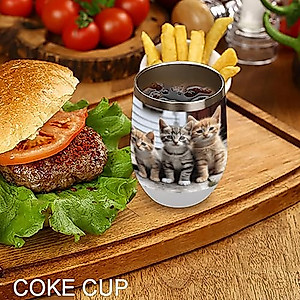 WYUSPGK 304 Stainless Steel Insulated Cup, Kittens Family Cats Print Smooth Rim, Durable & Reusable - Perfect for Office, Home, And Travel