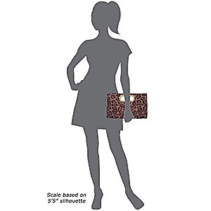 JNB Faux Suede Top Handle Leopard Clutch, Taupe