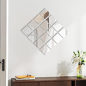 Suwimut 50 Pack Square Glass Mirror Tiles, 4x4 Inch Small Square Decorative Glass Mirrors for Table Centerpieces, Crafts, Wall, Mosaics, DIY Home Projects, Decorations, Arts and Crafts Supplies