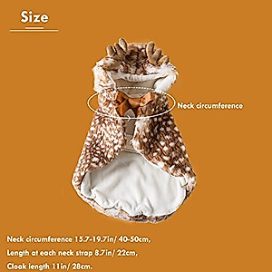 SEIS Christmas Dog Elk Cloak X-mas Pet Costume Brown Deer Cat Clothes Winter Warm Dogs Cape for Cats Small Medium Dogs (Brown Elk)