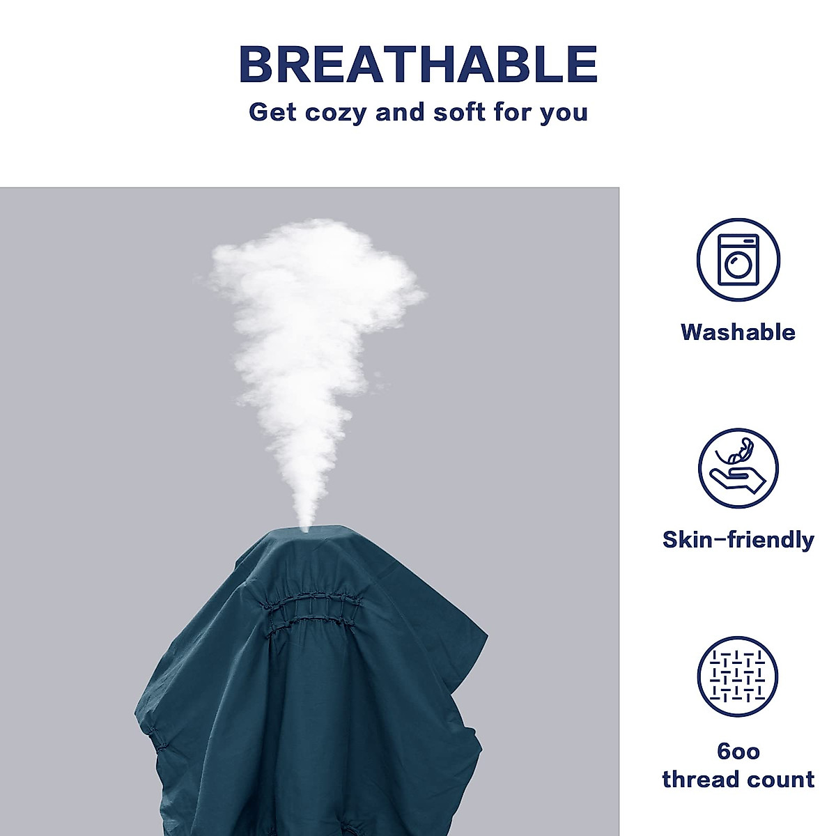 greenoak 100% Egyptian Cotton Pinch Pleated Queen Bedding Comforter Duvet Cover Sets, 1000 Thread 3 Pcs Ultra Soft Cotton Comforter Cover with Pillowcase (1 Duvet Cover + 2 Pillow Cases)