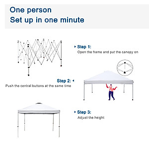 VINGLI 10x10 Pop Up Canopy Tent with Carry Bag and Sandbags, Outdoor Gazebo Canopy Tent 10x10 Party Tent Commercial Canopy (White)