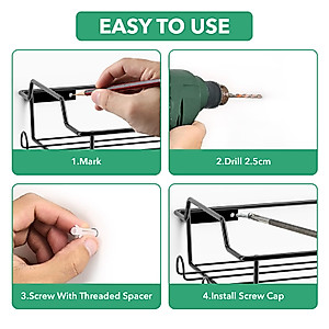 Fairpeak Wall Hat Racks for Baseball Caps, Each Metal Hat Organizer Fit 20 Caps, Sturdy Wall Mounted Hat Storage, for Hanger & Room Closet Display, Fits All Caps Shelves, for all walls, 3 Pack, Black