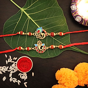 TIED RIBBONS Set of 2 Bhai Dooj Rakhi for Brother with Gift Set | Rakhi for Bhaiya | Mini Card | Tikka Bhai Dooj - Raksha bandhan Rakhi Bracelet for Brother Rakhi 2 Set | Bhai Dooj Roli Rakhi Thread