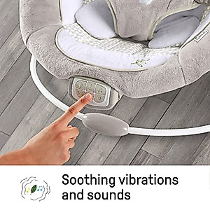 Ingenuity InLighten Baby Bouncer Infant Seat with Light Up -Toy Bar, Vibrations, Tummy Time Pillow & Sounds, 0-6 Months Up to 20 lbs (Twinkle Tails Bunny)